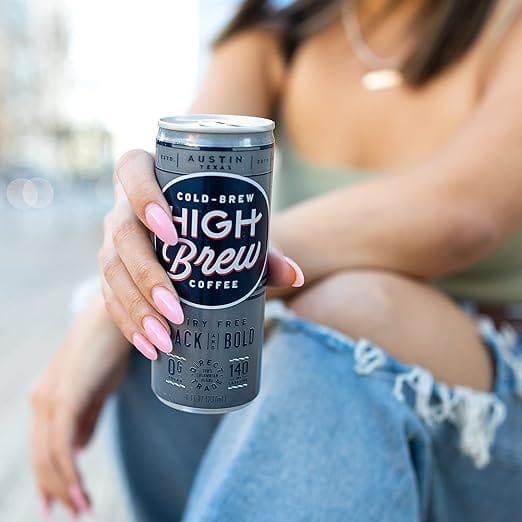 HIGH Brew Coffee Cold Brew Coffee + Protein, Black And Bold, 8 Oz Can ...